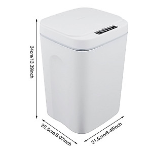 Automatic Trash Can, 4.22 Gallon Motion Sensor Trash, Smart Garbage Can with lid, Touchless Garbage Can for Kitchen Bathroom Bedroom Office 16L (White)