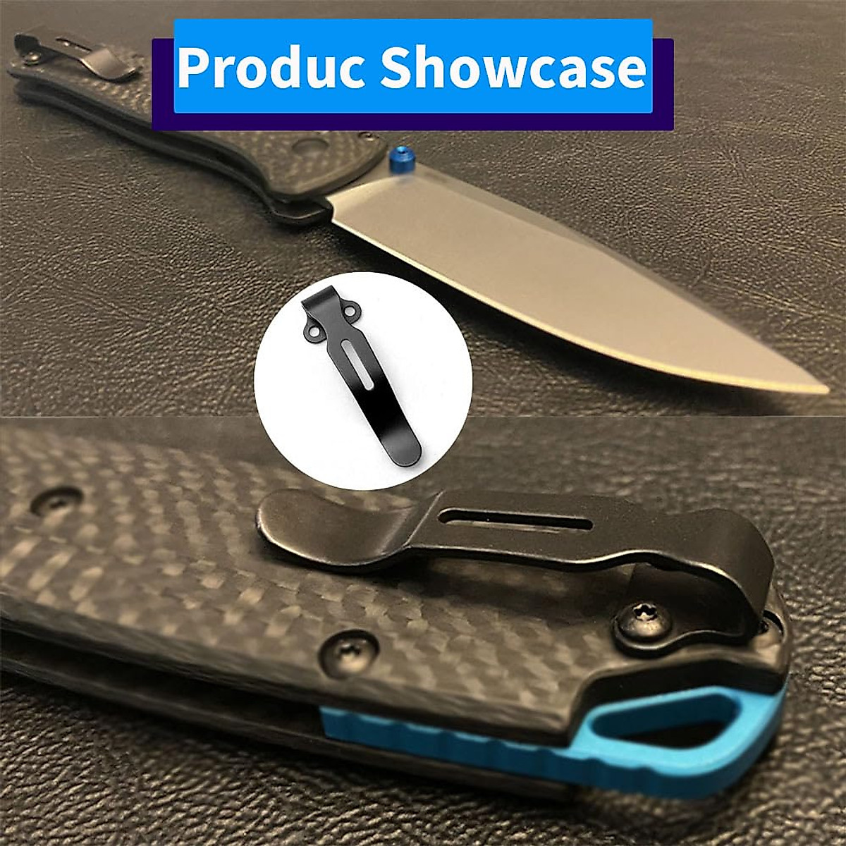 Tsinghwang 4PCS Deep Carry Pocket Clip Compatible with Benchmade 535 with Screws Stone Wash & Black Color