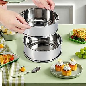 KOUISYY Stackable Steamer Insert Pans, 2 Tier Stainless Steel Pot-in-Pot Insert Steamer Pot, Stackable Steamer Pot with Handle & Lid, Pressure Cooker Accessories for 6/8Qt Pot Cooking Baking