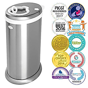 Ubbi Steel Odor Locking, No Special Bag Required, Money Saving, Awards-Winning, Modern Design Registry Must-Have Diaper Pail, Chrome