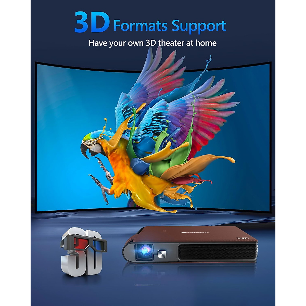 2022 Mini Pocket WiFi Projector 3D DLP 3600 Lumens WXGA HD LED Portable Wireless Video Projectors Support 1080P Airplay HDMI USB Auto Keystone Battery Pico for Gaming Home Theater Outdoor Movie Camp