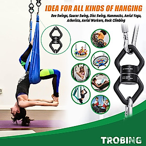 Trobing Swing Swivel, 30KN Rotational Safety Device, 360° Rotator with Hanging Accessory for Aerial Yoga, Hanging Hammock, Web Tree Swing, Swing Spinner and Rock Climbing, Indoor and Outdoor