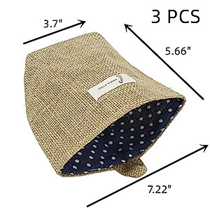 WDONAY Round Storage Bag, Dot Storage Bag, Foldable Hanging Bag, Cotton Linen Material, Blue, 3 Pcs(with Transparent Hook)