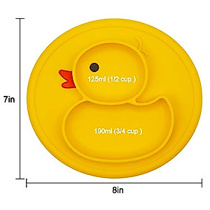 Qshare Toddler Plate, Portable Baby Plates for Toddlers and Kids, BPA-Free Strong Suction Plates for Toddlers, Dishwasher & Microwave Safe Silicone Placemat 9x6x1.4 inch