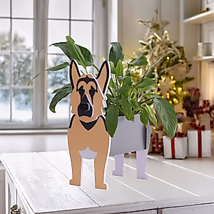 Gochoi German Shepherd Gifts,German Shepherd Dog Planter Plant Pot,Cute Dog Flower Pots for Outdoor Garden Decoration,Birthday Gifts for Women,Office Home Decor Small German Shepherd