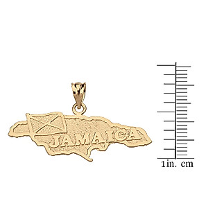 Certified 14K Yellow Gold Jamaica Country Map Charm Pendant