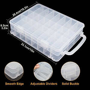 48 Grids Sewing Storage Box Double-Sided Storage Organizer Portable Thread Box Storage Clear Plastic Organizer Box for Embroidery and Sewing Threads, Beads, Small Crafts