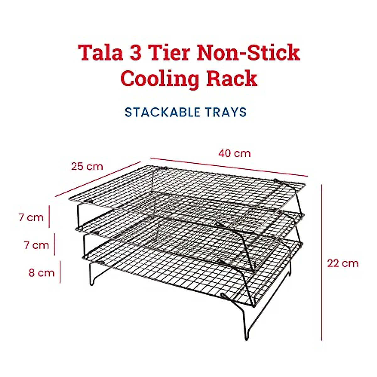 Tala 3 Tier Cake Cooling Rack Non Stick, Black