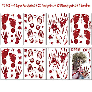 Halloween Party Decorations Zombie Vampire Halloween Party Decor Bloody Hand Footprints Window Wall Decals Zombie Vampire Party Supplies Decorations for Kids Party Floor Sticker Clings