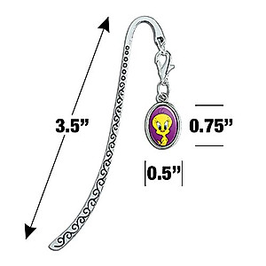 Looney Tunes Tweety Bird Metal Bookmark Page Marker with Oval Charm