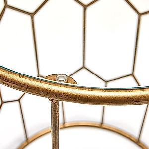 Amazon Brand – Rivet Geometric Modern Glass and Metal Side End Table Stand, 15.6" W, Gold Finish