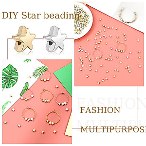400 Pcs Star Shape Spacer Beads Star Buttons for Crafts Large Hole Star Loose Beads Star Spacer Beads Jewelry Charm Loose Beads for DIY Bracelet Necklace Jewelry Crafts Making (Gold, Silver)