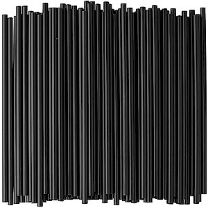 150 pack of 12" BLACK Plastic Disposable Drinking Straw Wrapped