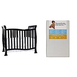 Dream On Me Violet 4 in 1 Convertible Mini Crib with Dream On Me 3 Portable Crib Mattress, White