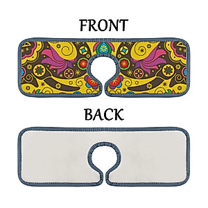 Kitchen Faucet Mats 4 Pieces Colorful Yellow Elephants Absorbent Faucet Sink Splash Guard Bathroom Counter and RV,Faucet Counter Sink Water Stains Preventer