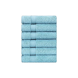 LA HAMMAM - 6 Pack 16” × 28” Turkish Cotton Hand Towels for Bathroom, Face, Hotel, Gym, & Spa | Extra Soft Feel Fingertip, Quick Dry and Highly Absorbent Luxury Premium Quality Towel Set - Aqua