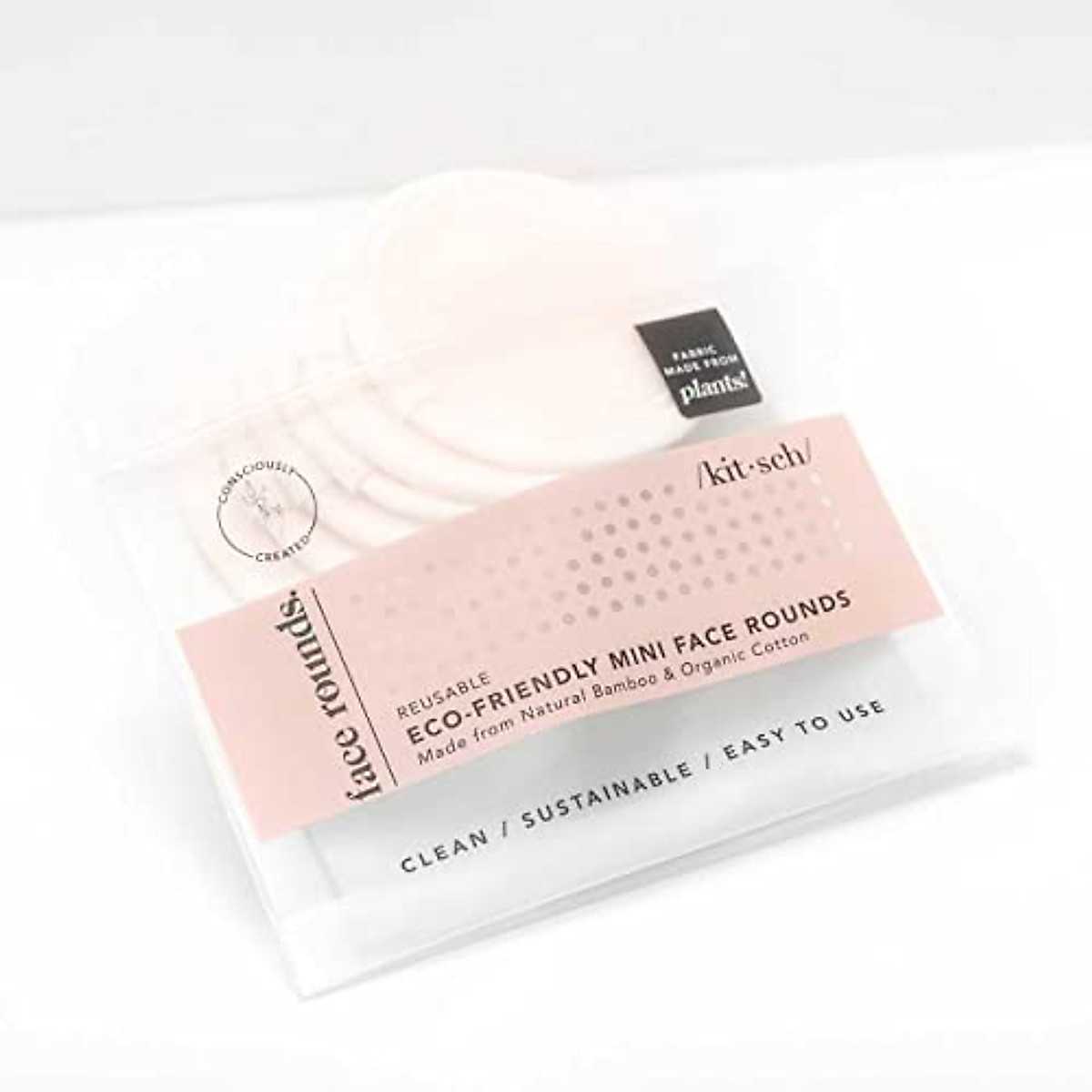 Kitsch Reusable Cotton Rounds for Face - Eco-Friendly Cotton Pads for Makeup Removal | Organic & Reusable Eye Makeup Remover Pads | Holiday Gift | Face Pads for Toner with Reusable Travel Pouch, 7pcs