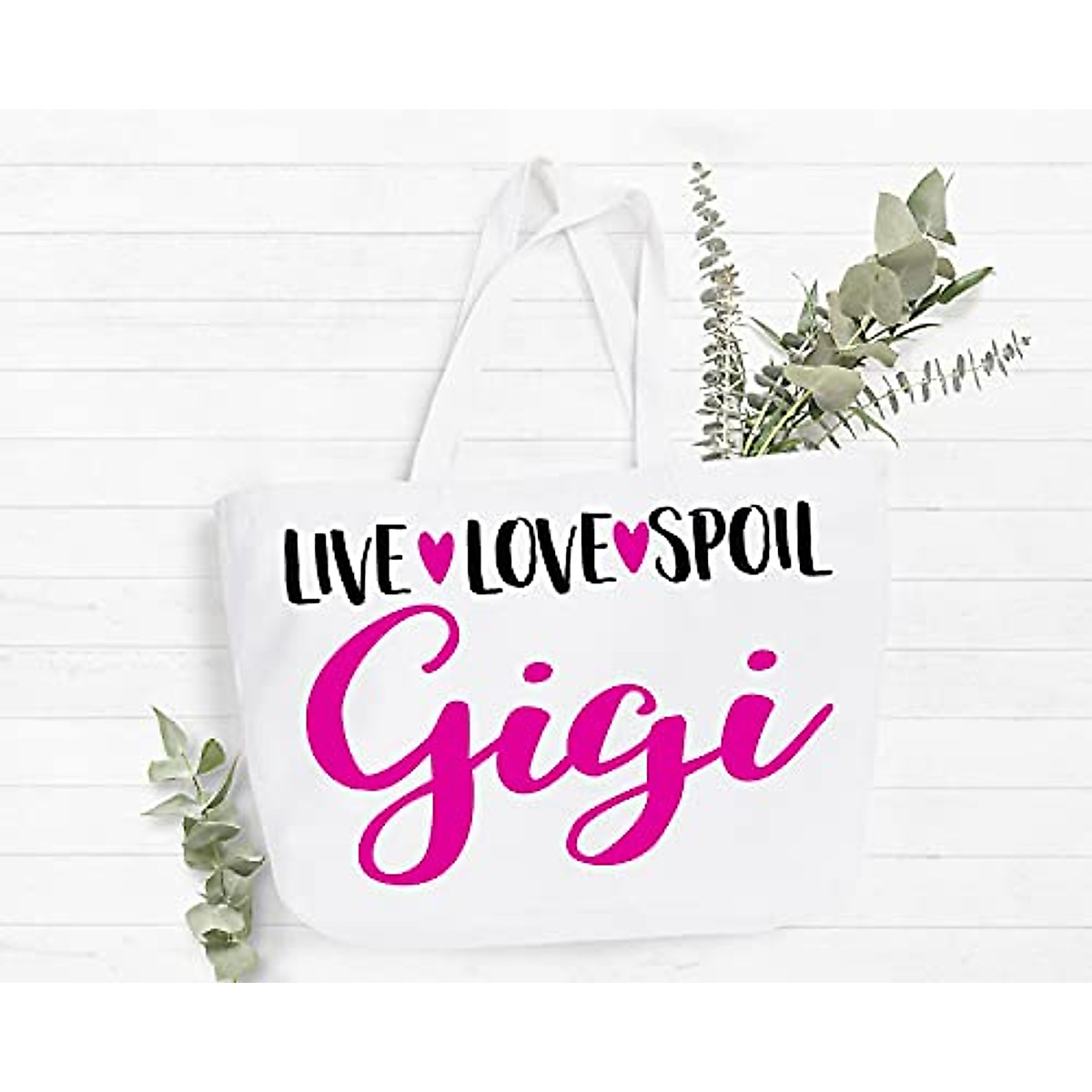 COCOVICI Live Love Spoil Gigi Canvas Tote Bag Grandma Gift Idea Book Bag