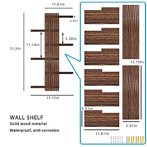 Jiofaviu Vertical Column Shelf Floating Storage - Wall Shelf 6 Tier Unit 5.91" x 17.72" x 31.5" Organizer Tall Tower Design Utility Shelf, Home Decor Bedroom Living Room (Solid Wood) (A)