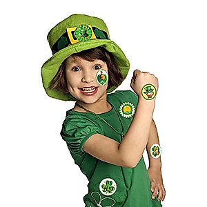 500 PCS St Patricks Day Stickers Labels Roll,Shamrock Roll Stickers Shamrock Hat Beer Leprechaun Self-Adhesive Stickers for Irish Decoration and Craft