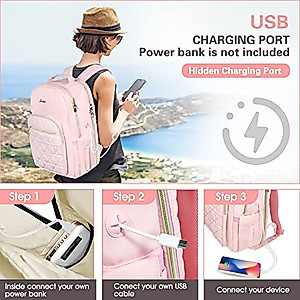 Scothen Laptop Backpack for Women 15.6 Inch Computer Backpack with USB Port & RFID Pocket,Water Resistant School College Bookbag,Fashion Student Teacher Nurse Backpack for Women Work Travel,Pink