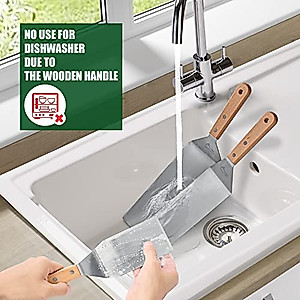 HOTEC Metal Flat Spatula Set Stainless Steel Barbeque Turner Griddle Scraper BBQ Tool, set of 3