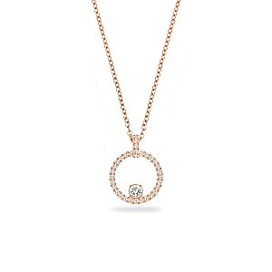 Swarovski Creativity Collection Women's Necklace, Intertwined circle Pendant with White Crystals and Rose-Gold Tone Plated Chain