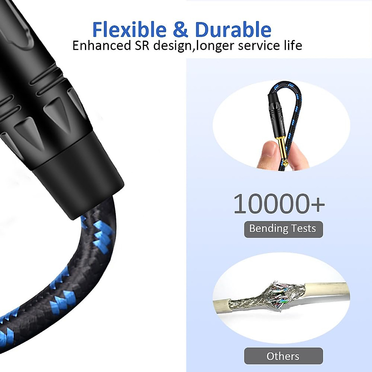 DREMAKE 33FT Jack 6.35mm/6.5mm Mono Male to XLR Female, 3-Pin XLR to TS 1/4 Inch Interconnect Cord, Quarter Inch to XLR Unbalanced Audio Instrument Cable for Speaker Microphone Guitar Saxophone AMP