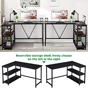 GreenForest Small L Shaped Desk 51x35.4 inch Reversible Corner Gaming Computer Desk and Wooden File Cabinet 2 Drawer Lateral Filing Cabinet with Lock