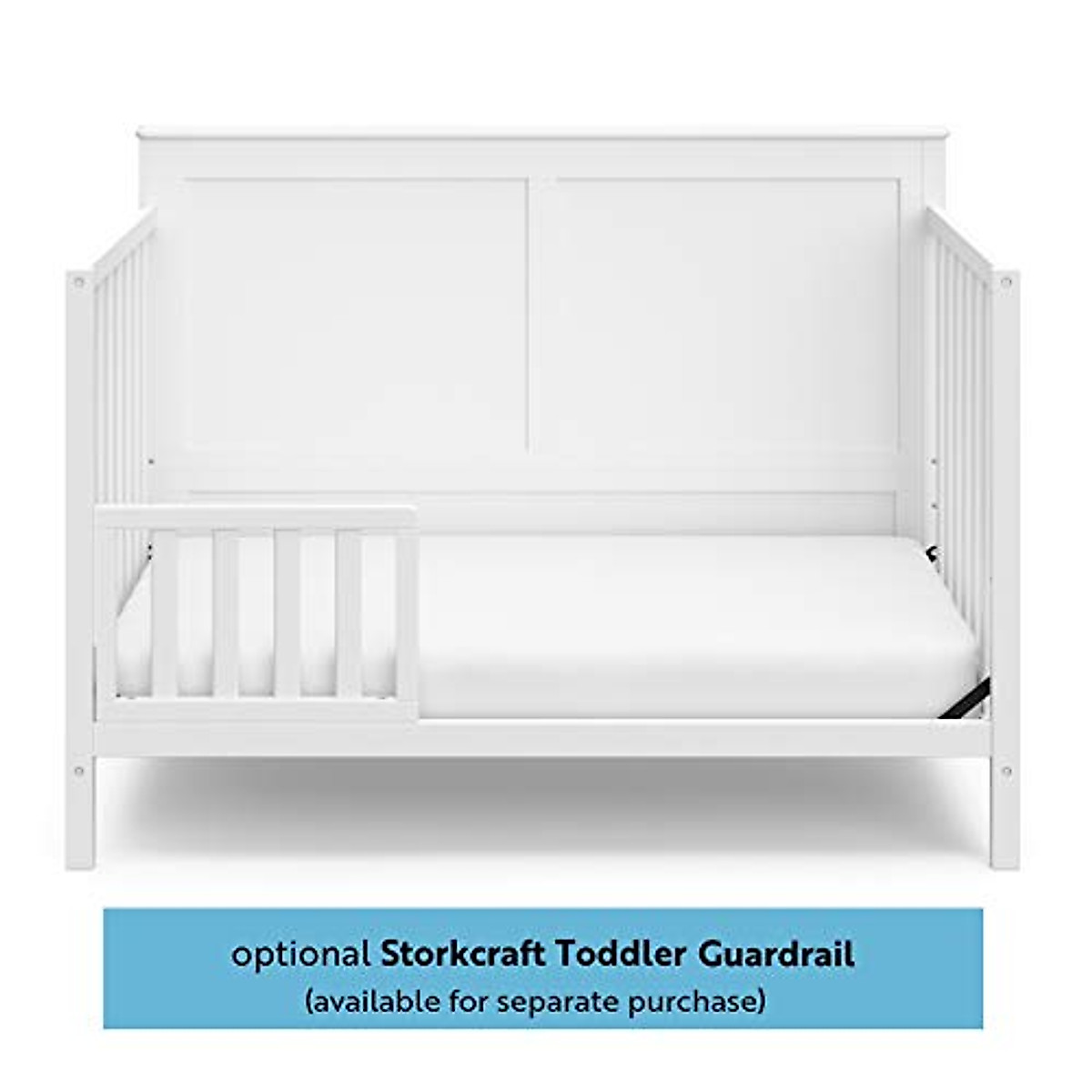Storkcraft Alpine 5-in-1 Convertible Crib (White) – GREENGUARD Gold Certified, Converts to Toddler Bed and Full-Size Bed, Fits Standard Full-Size Crib Mattress, Adjustable Mattress Support Base
