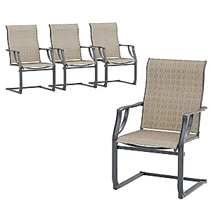 UDPATIO Patio Dining Chairs Set of 4, High Back Patio Chairs in All Weather Breathable Textile Fabric, Outdoor Furniture Chairs for Deck, Lawn, Garden, Backyard (Brown)