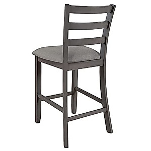 FANYE 5-Piece Counter Height Kitchen & Dining Room Dinette Furniture Sets Include Wooden Square Table with Bottom Storage Shelves and 4 Upholstered Back Chairs for 4 Persons Family Meal,Gray, Grey