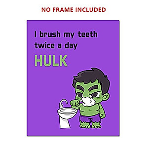 paintlig Superhero Wall Decor - Unframed Boy's Bathroom Decor, 8X10 inch Motivational Wall Decor, Set of 4 Marvel Wall Decor Art Prints for Kids Bathroom