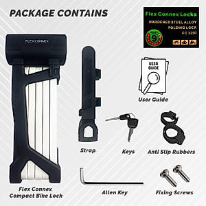 Flex Connex Compact Bike Lock Black | 35" Extreme Bike Lock - Heavy Duty Bicycle Security Chain Lock Steel Bars| Carrying Case Included (Black Ninja)