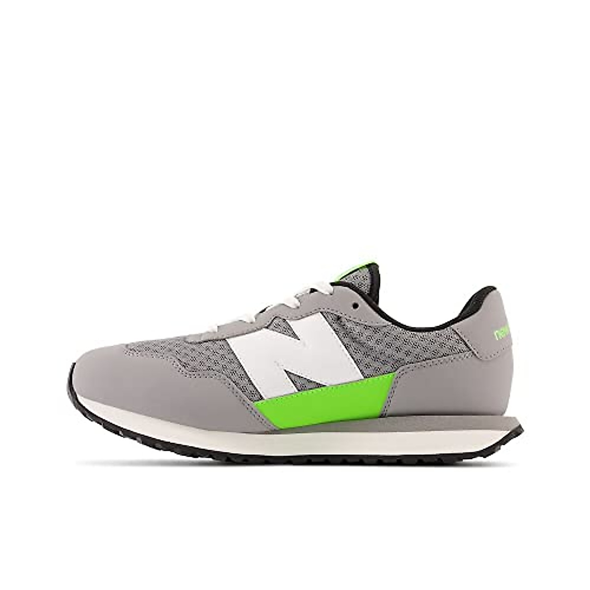 New Balance Kids 237 V1 Lace Up Sneaker, Shadow Grey/Pixel Green, 6 US Unisex Big