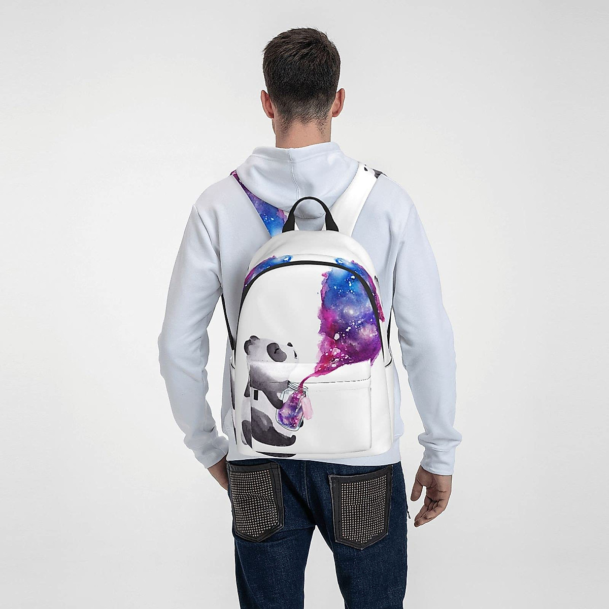 FeHuew 16 inch backpack Panda Bottle Galaxy Laptop Backpack Full Print School Bookbag Shoulder Bag for Travel Daypack