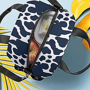 Kids Lunch Bag, Insulated Leakproof Lunch Box Containers Resuable Cooler Lunch Tote Bag with Detachable Adjustable Shoulder Strap & Side Pockets for Teen Girls Boys School Travel Picnic in Cute Cow