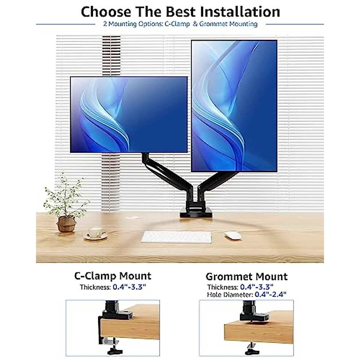 MOUNTUP Ultrawide Dual Monitor Arm for Max 35 Inch Screen, Support 4.4 ...