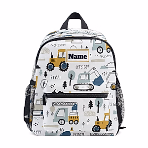 Custom Children's Name Toddler Backpack Personalized Childish Truck Excavator Mini Bag for Baby Girl Boy Age 3-7