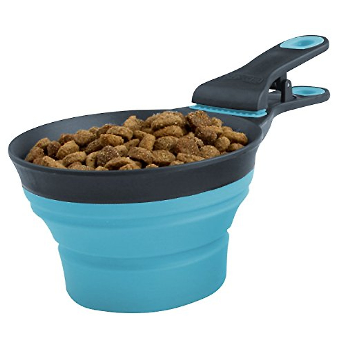 Dexas Popware for Pets Collapsible KlipScoop, 1 Cup Capacity, Gray/Blue