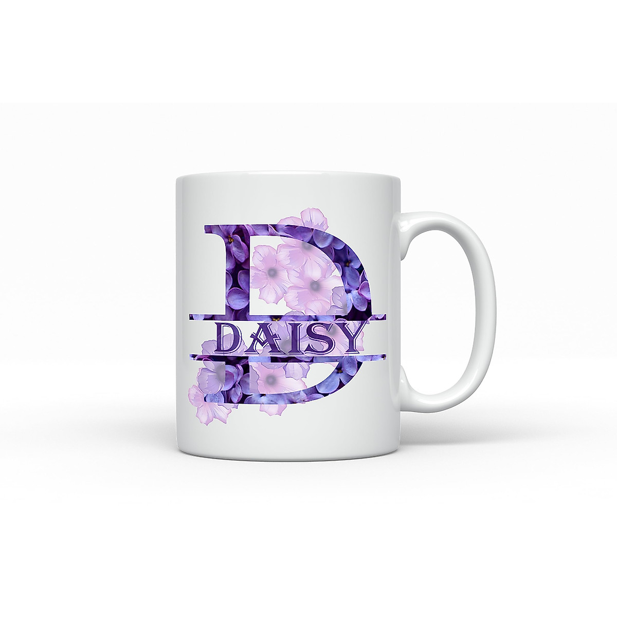 Cup Dynasty Custom cups personalized for Coffee, White Porcelain Mug with Printed Letter Alphabet and Name Seasonal and Present for Loved Ones, Mom, Husband and Friend (Letter D, Purple)