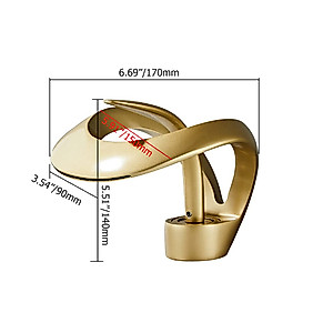 Lovedima Elegant Waterfall Single Handle 1-Hole Bathroom Vessel Sink Faucet Solid Brass Lavatory Vanity Sink Faucet,Frosted Gold