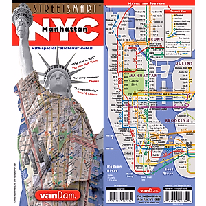 StreetSmart® NYC Map Midtown Edition by Van Dam-Laminated pocket city street map of Manhattan w/ all attractions, museums, sights, hotels, Broadway Theaters & NYC Subway map; 2023 Edition