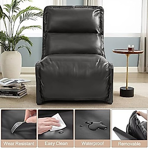 EASELAND Electric Single Sofa Bed, Adjustable Leather Power Sofa, Sleeper Recliner Chair Bed with USB for Living Room, Study (Grey)