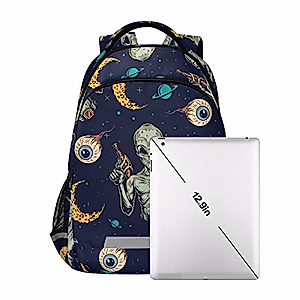 NFMILI Cartoon Alien Element Kids Backpack Lightweight Middle School Elementary Bookbags for Boys Girls School Bag with Chest Strap 11.6 X 6.9 X 16.7 in