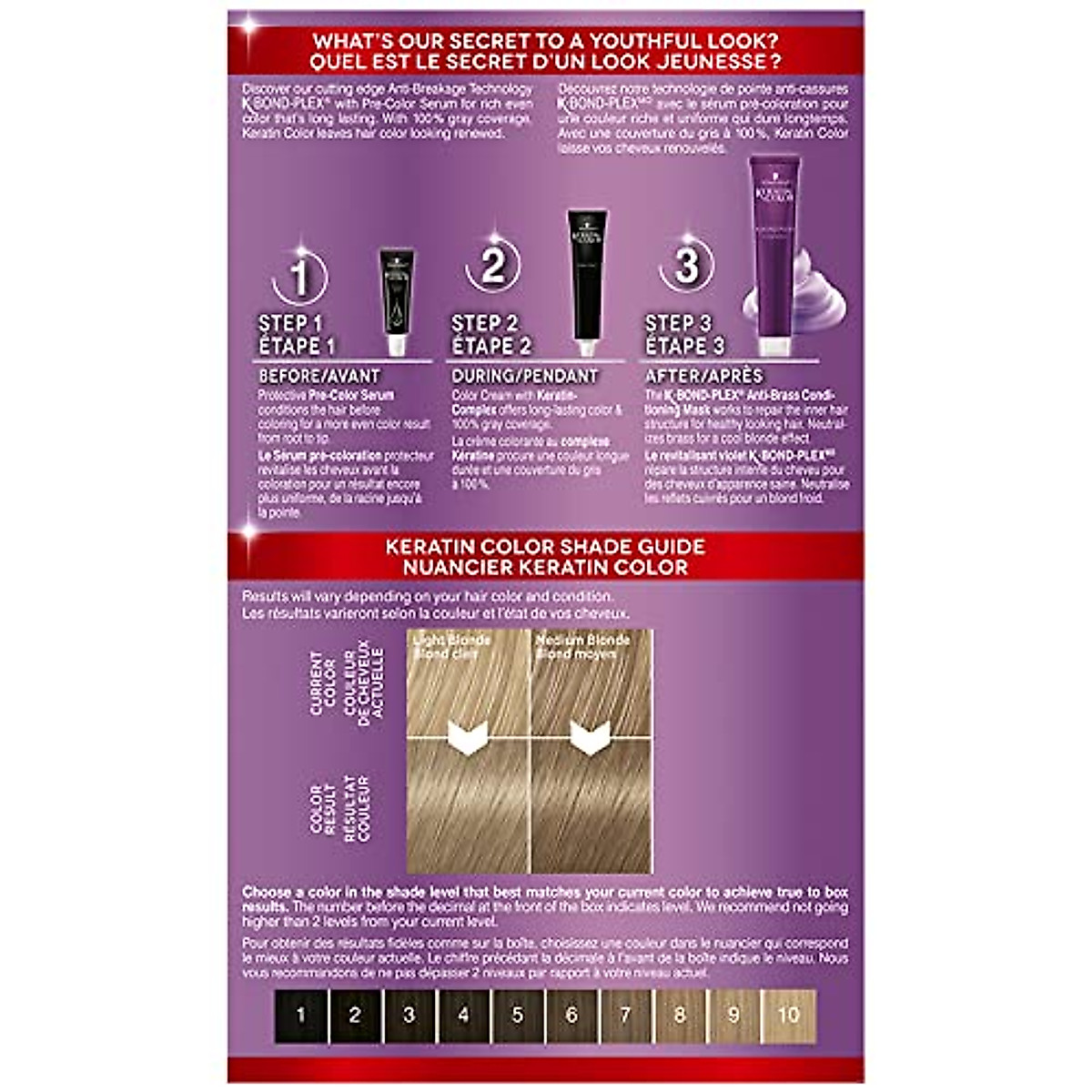 Schwarzkopf Keratin Color Permanent Hair Color Cream, 9.1 Light Ash Blonde, 1 Kit