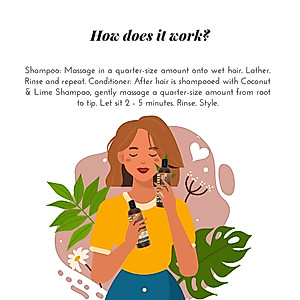 artnaturals Coconut-Lime Shampoo and Conditioner Set – (2 x 16 Fl Oz / 473ml) - Professional Deep Hydrating Moisturizing For Curly Fine Oily Dry Damaged and Color Treated Hair – Natural, Sulfate Free