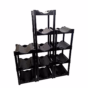 Bottle Buddy Water Racks - 3 and 5 Gallon Bottles - 12-Tray Jug Storage System - Free-Standing Organizer for Home, Office, Kitchen, Warehouse - Black