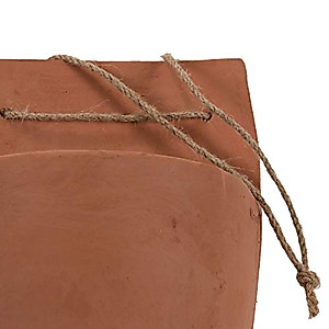 Foreside Home & Garden Terracotta Hanging Wall Storage Pocket with Jute Hanger