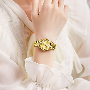 OLEVS Womens Watch Diamond Fashion Elegant Dress Wrist Watch Gold Stainless Steel Waterproof Luminous